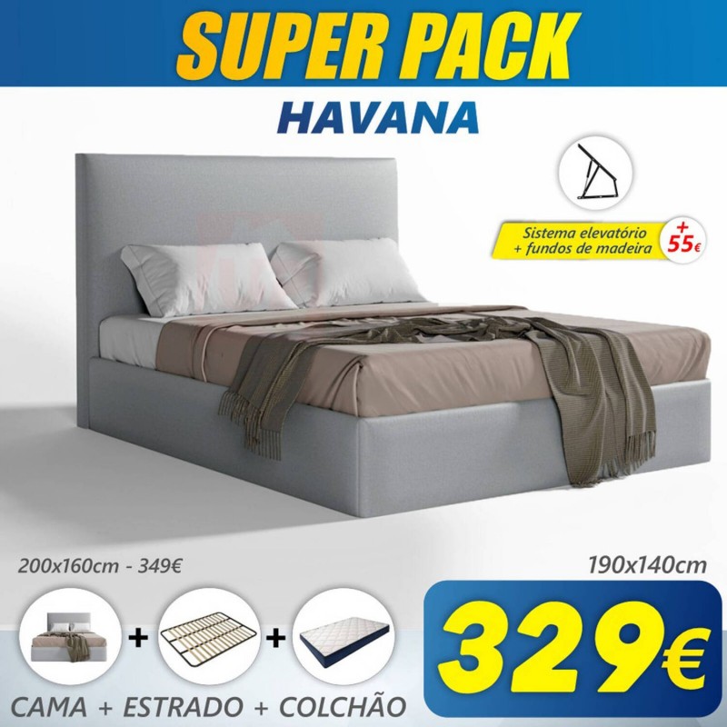 Super Pack Cama Havana + Estrado + Colchão Back Ortopédico